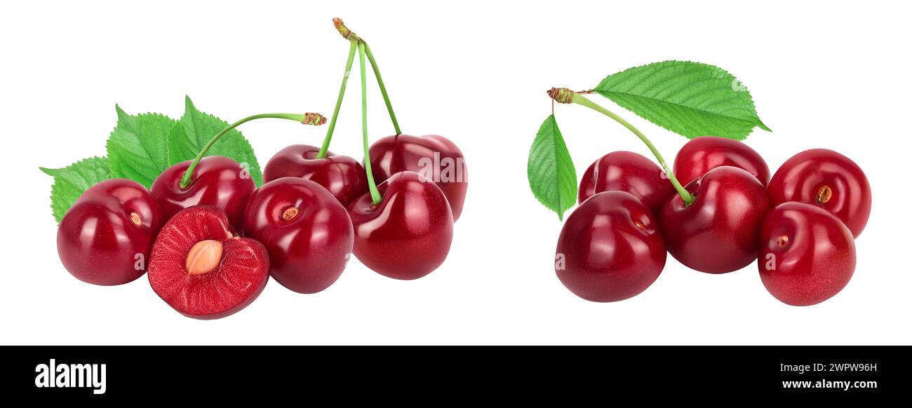red sweet cherry isolated on white background with full depth of field ...