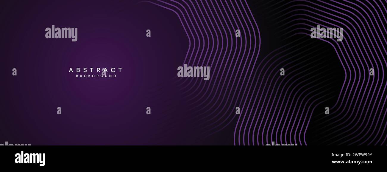 Abstract Dark Purple and Pink Waving circles lines Technology Banner ...