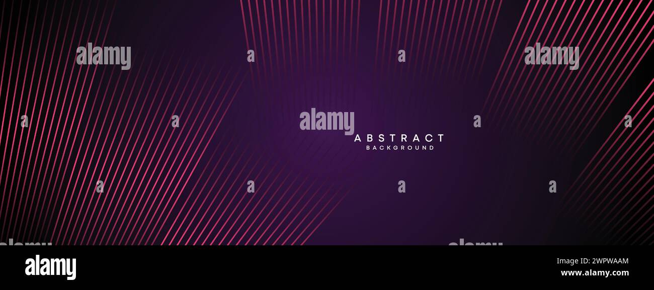 Abstract Dark Purple and Pink Waving circles lines Technology Banner ...