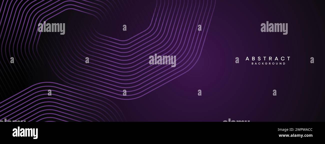 Abstract Dark Purple and Pink Waving circles lines Technology Banner ...