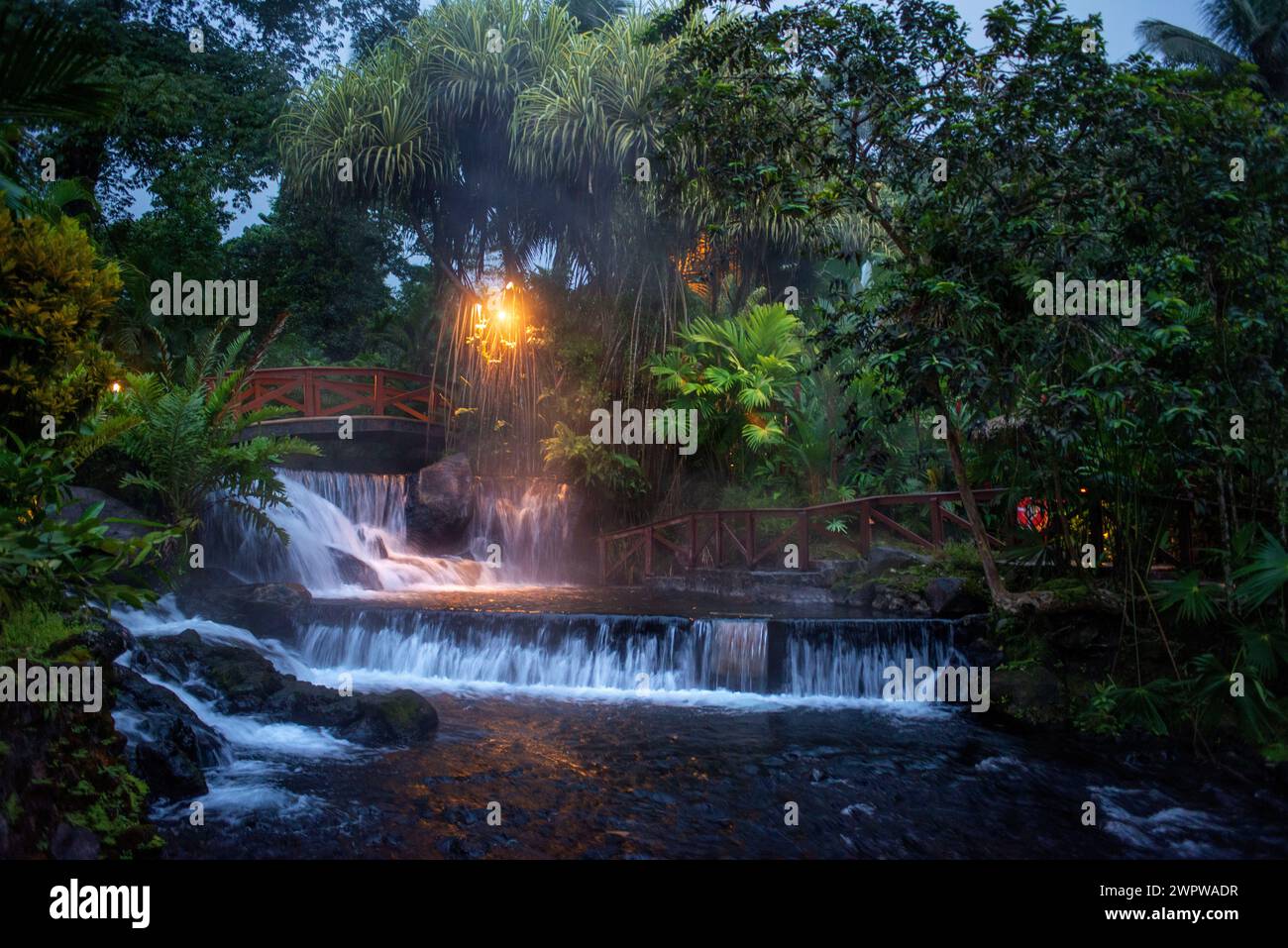 Hot springs from the Arenal Vocano at the Tabacón Grand Spa, Costa Rica ...