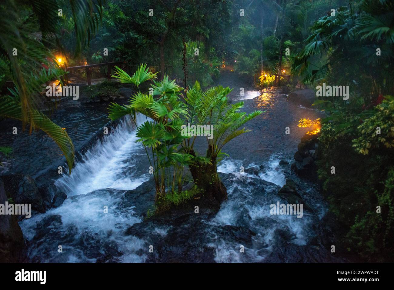Hot springs from the Arenal Vocano at the Tabacón Grand Spa, Costa Rica ...