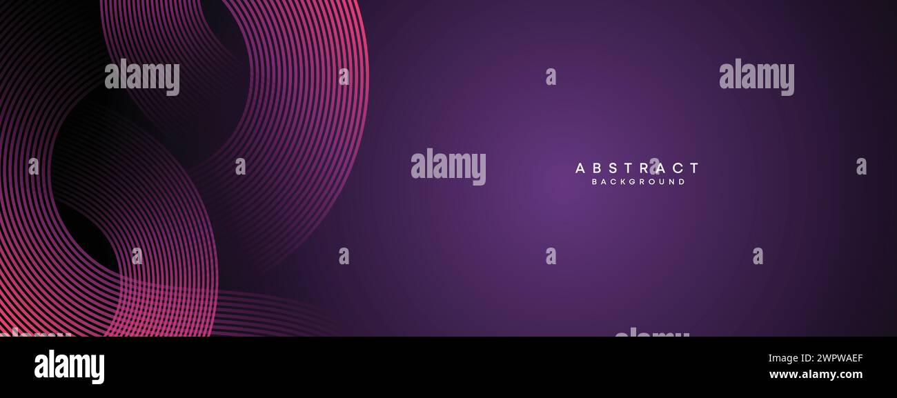 Abstract Dark Purple and Pink Waving circles lines Technology Banner ...