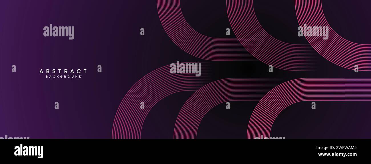 Abstract Dark Purple and Pink Waving circles lines Technology Banner ...