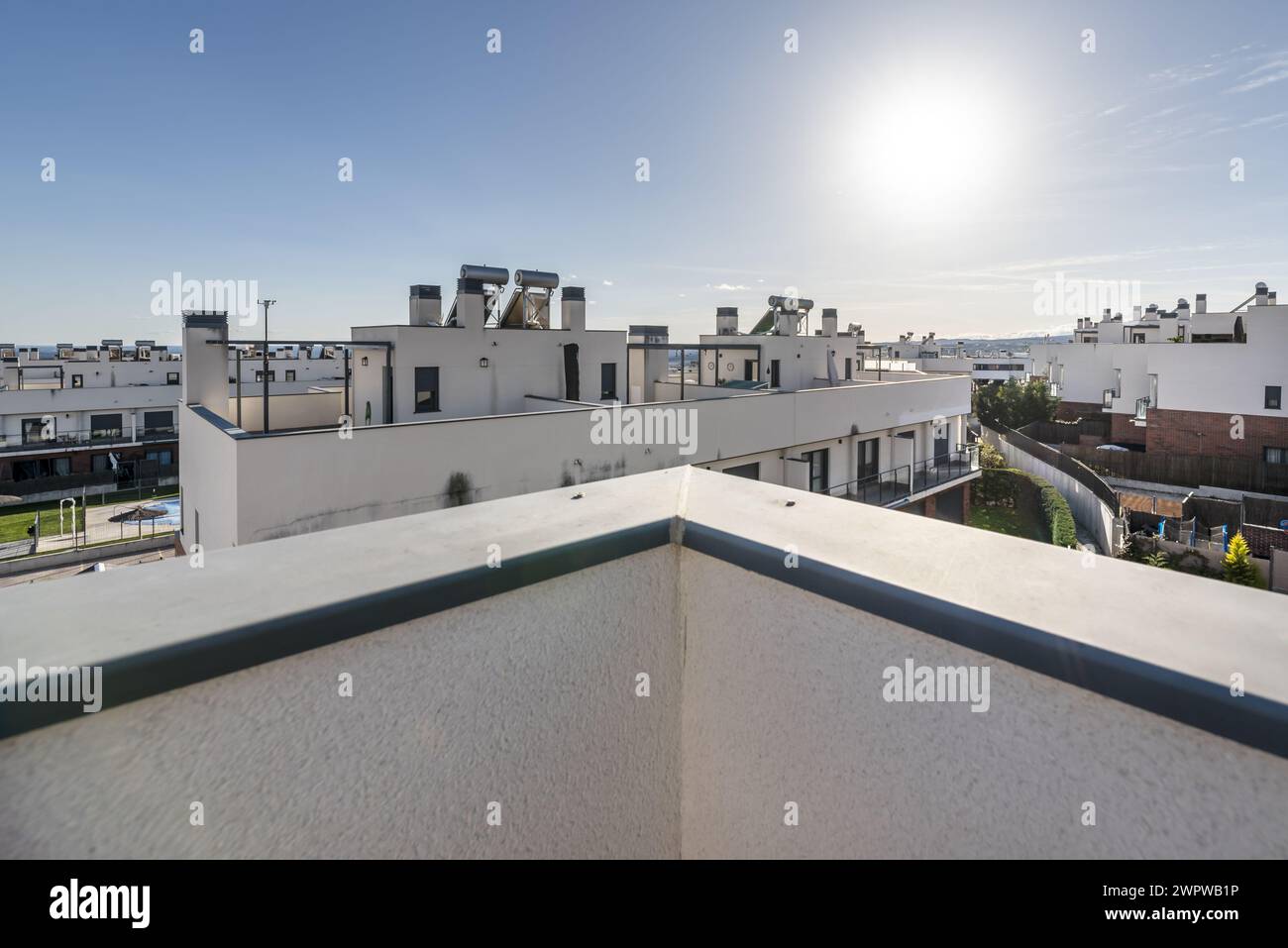 a large empty terrace on the attic of a residential house in an ...
