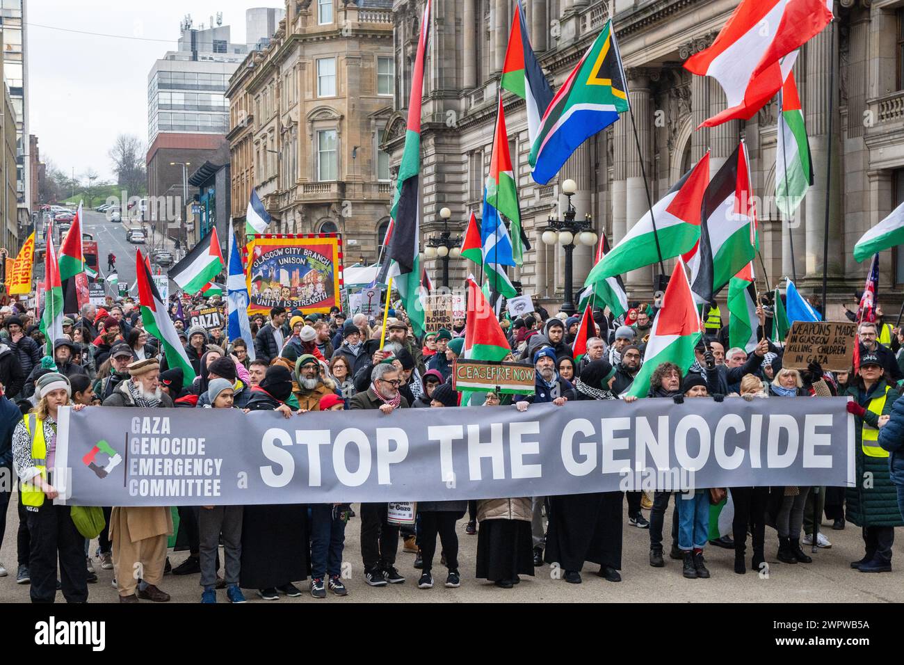 Glasgow, UK. 09th Mar, 2024. Several hundred demonstrators marched ...