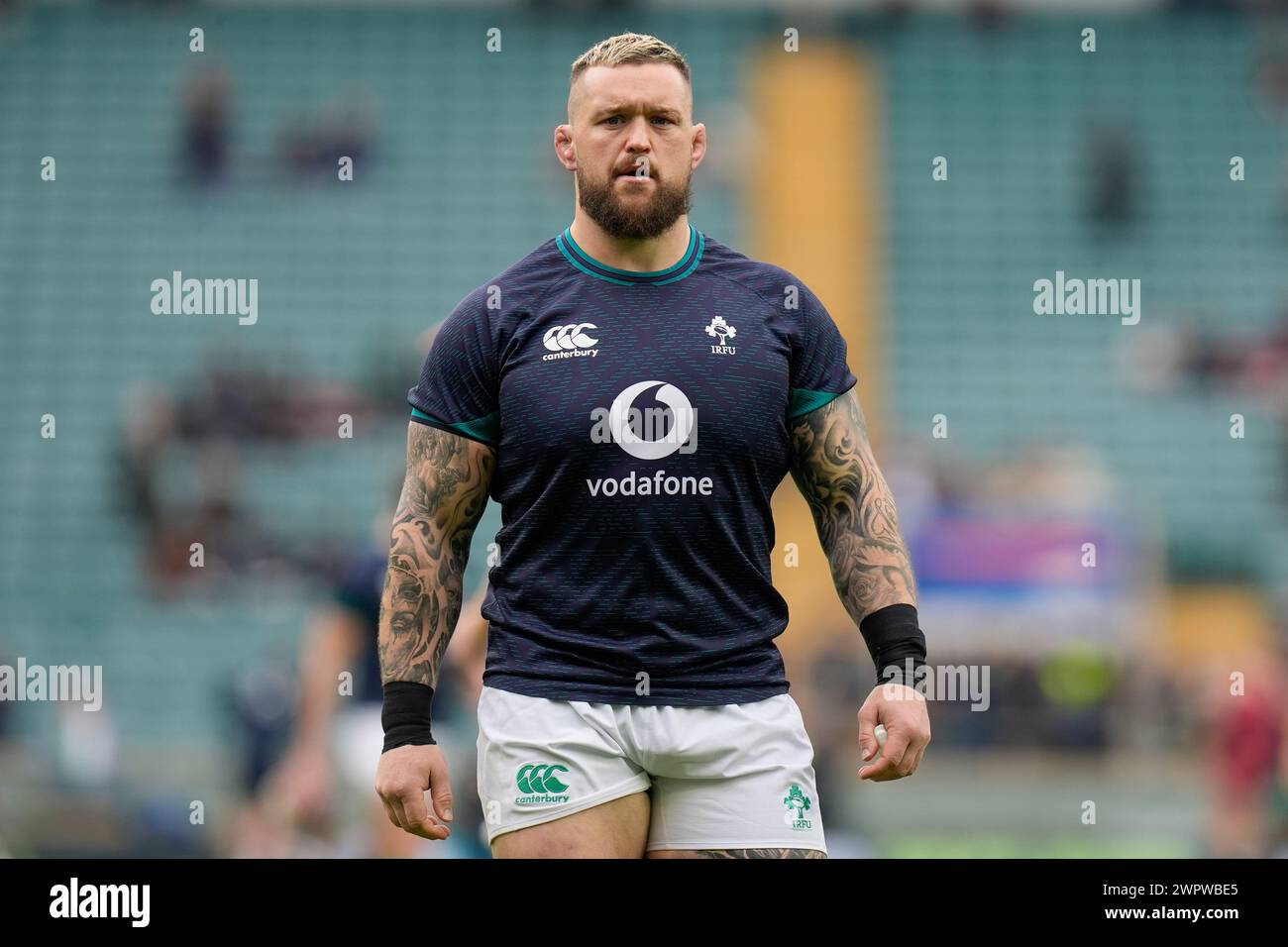 Andrew Porter of Ireland warms up before the 2024 Guinness 6 Nations ...