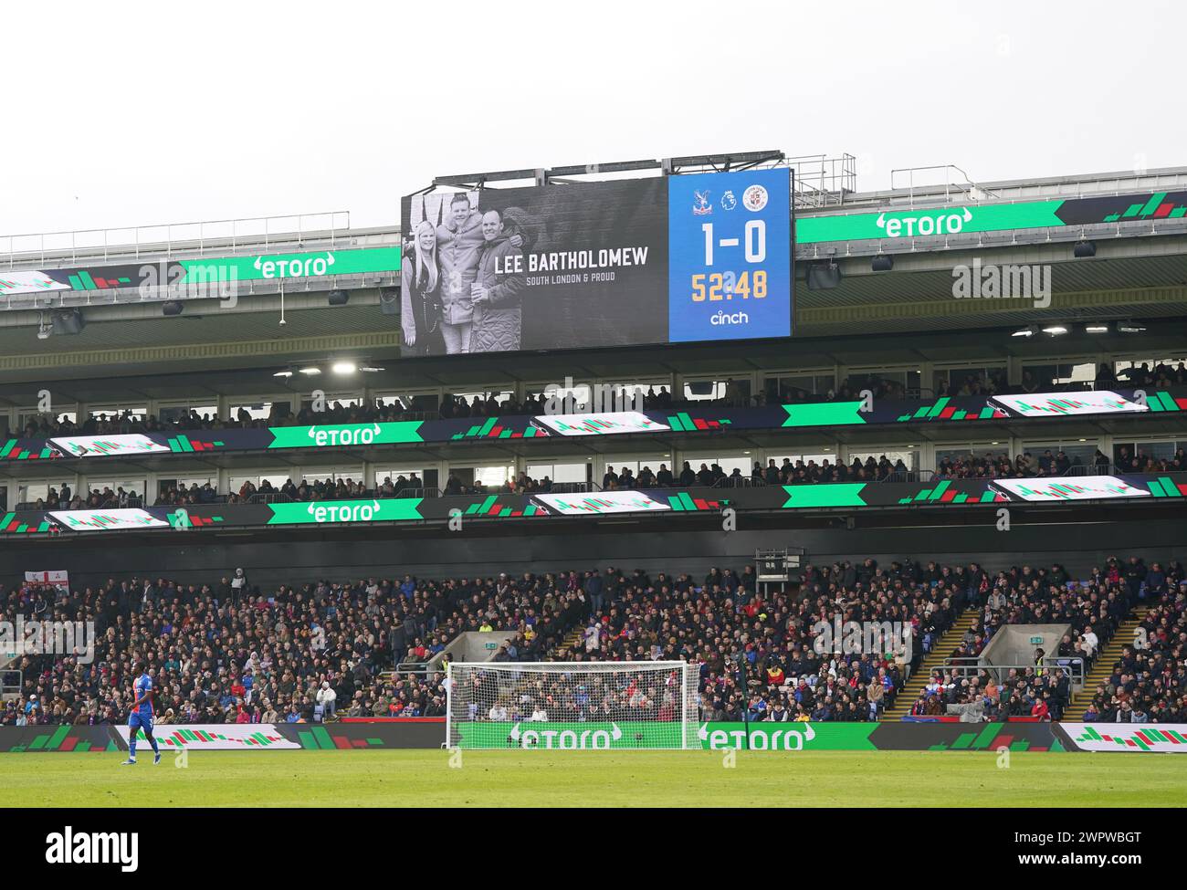 Lee Bartholomew on the big screen during the Premier League match at ...