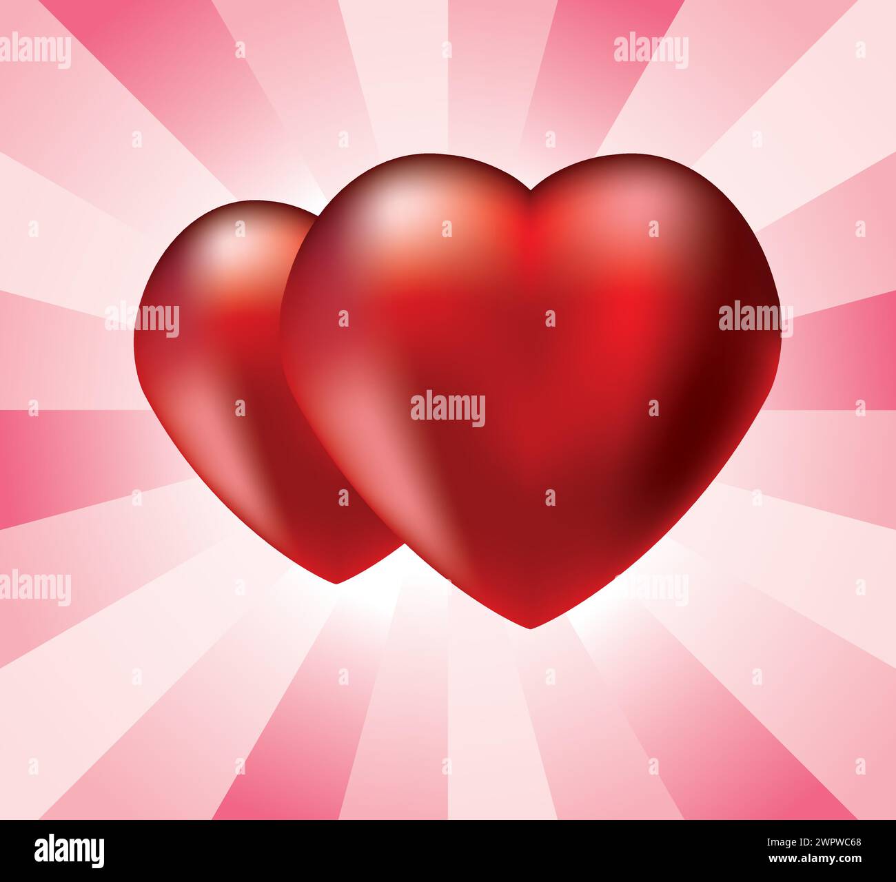 vector illustration of two red hearts on retro background Stock Vector ...