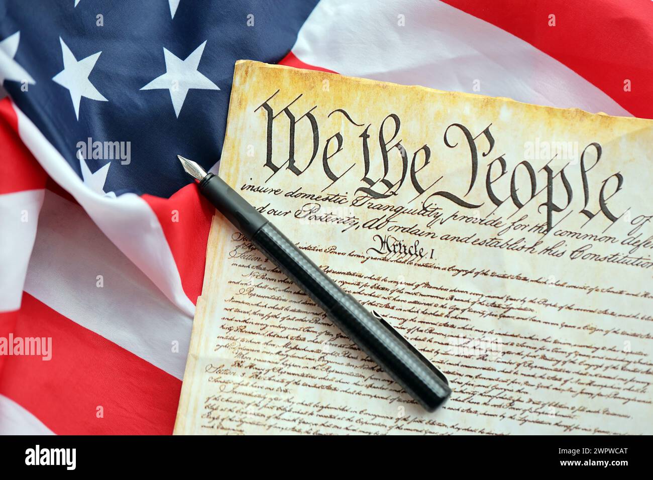 Preamble to the Constitution of the United States and American Flag ...