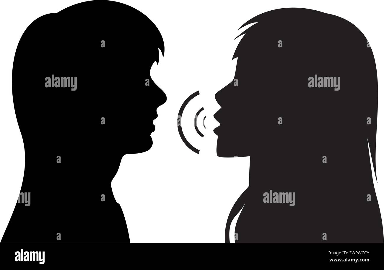 Vector Silhouettes Of Two Young Women One Is Talking To The Other
