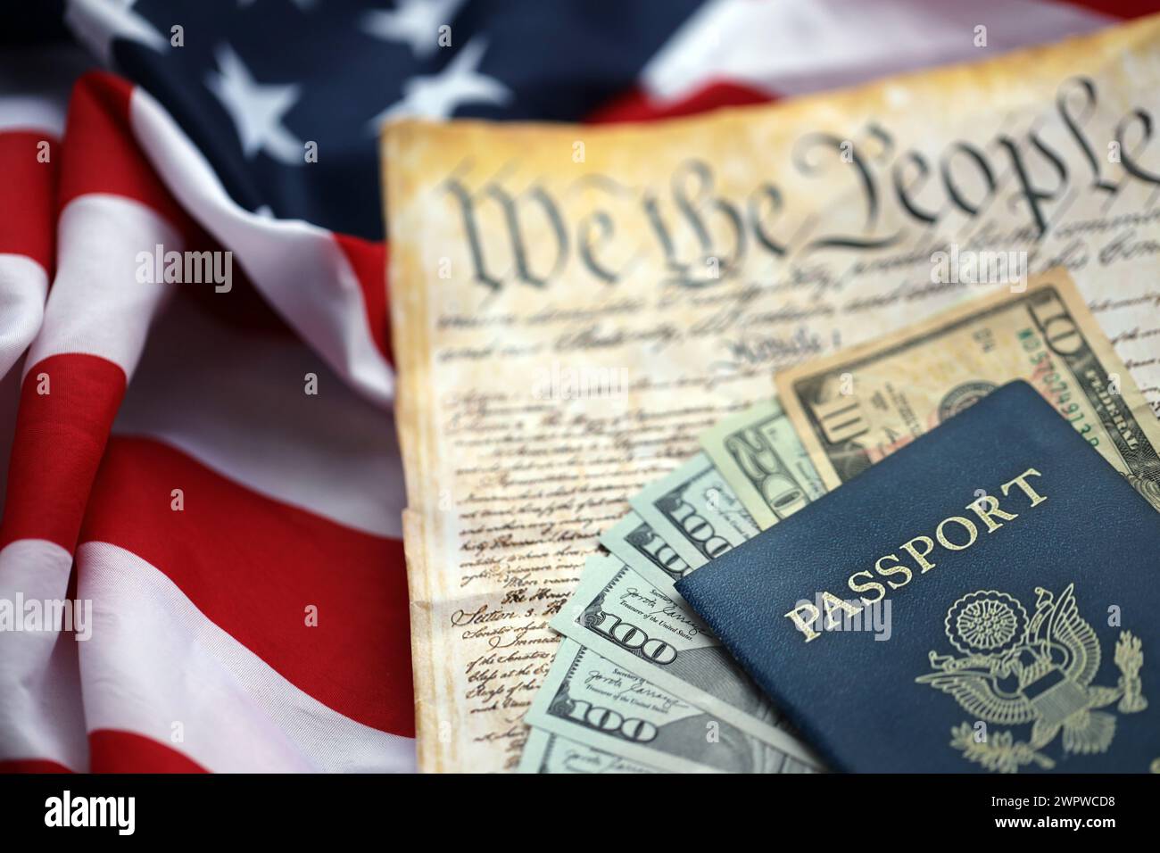 Preamble to the Constitution of the United States, money and passport ...