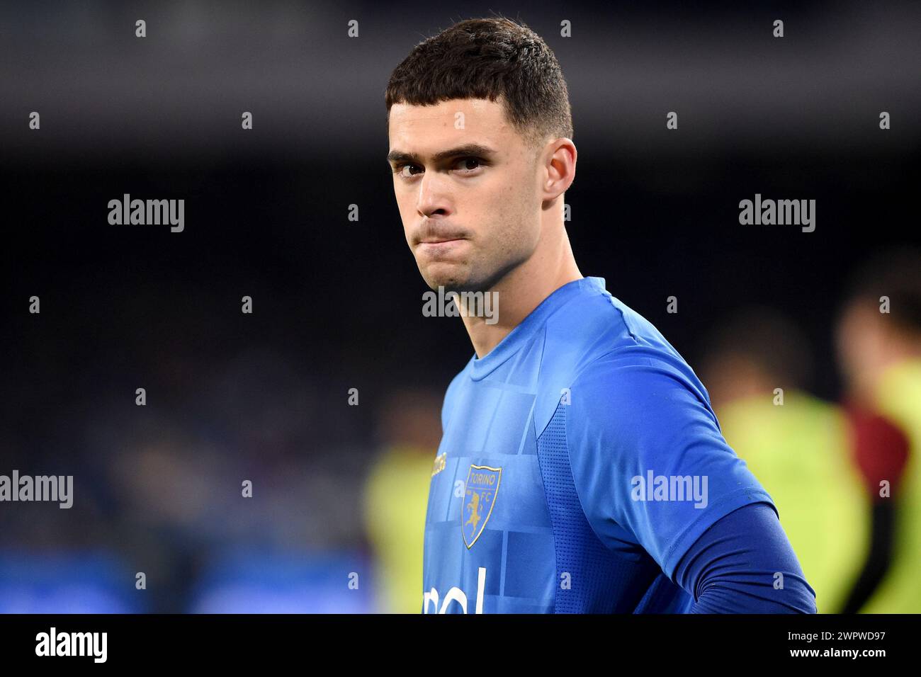 Naples, Italy. 8 Mar, 2024. Luca Gemello of Torino FC warms up before ...