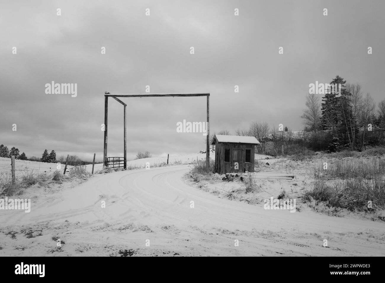 Snow covered area in Black and White Stock Photos & Images - Alamy