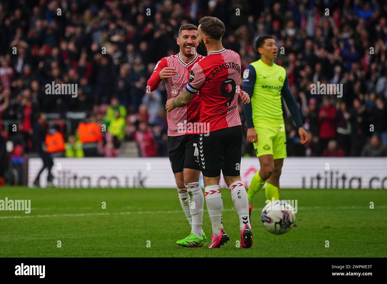 Southampton's Joe Rothwell (left) celebrates scoring their side's ...