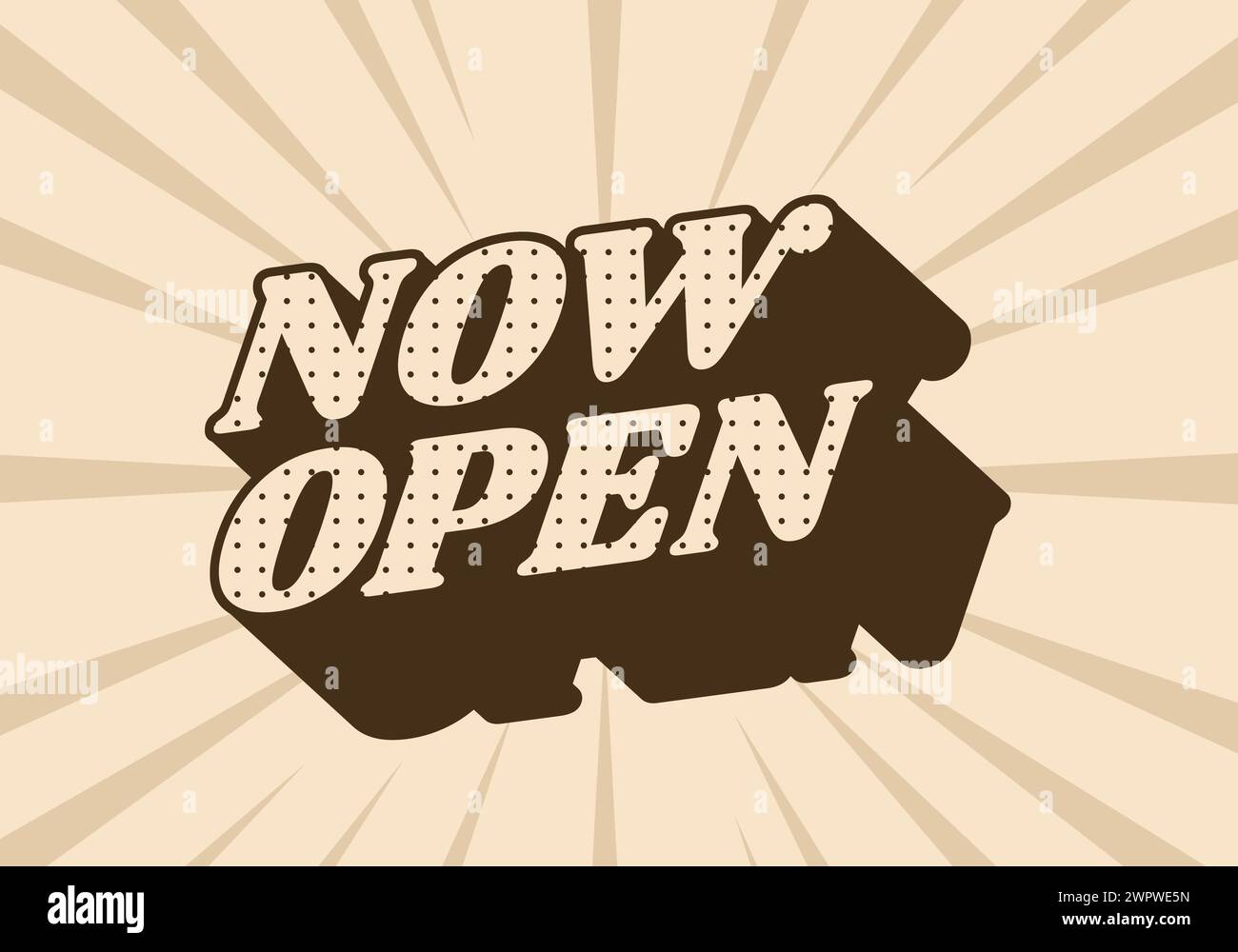 Now open. Text effect design in vintage color with 3 dimension style ...