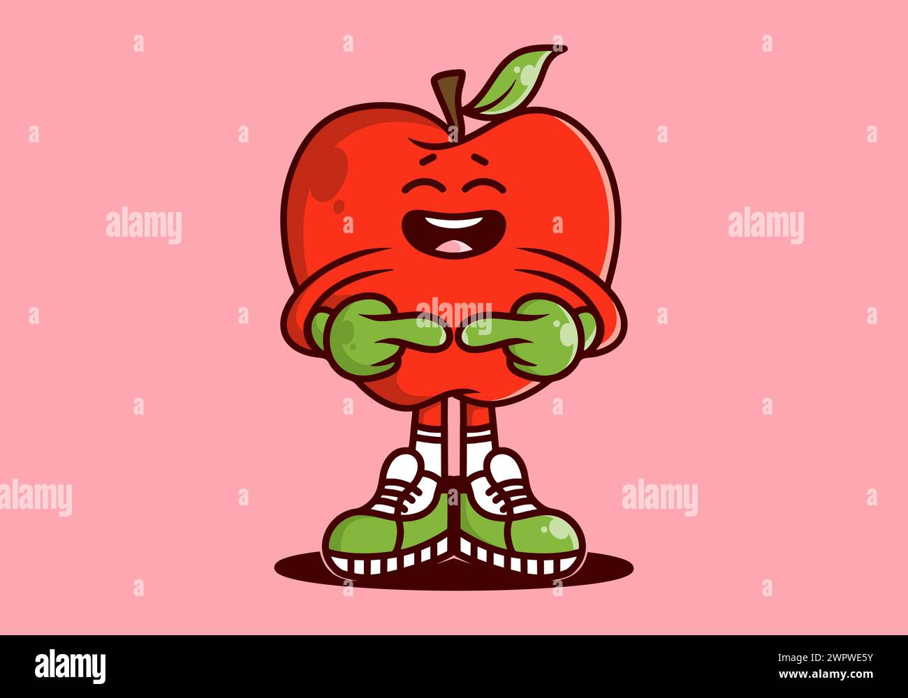 Mascot character illustration of apple fruit with shy face. Red color ...