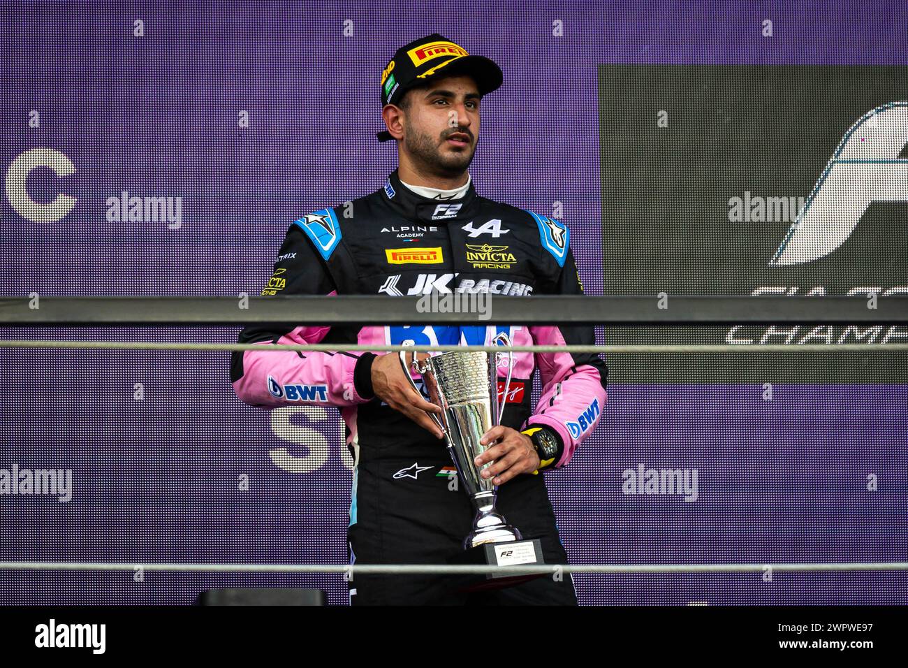 MAINI Kush (ind), Invicta Racing, Dallara F2 2024, portrait, podium ...