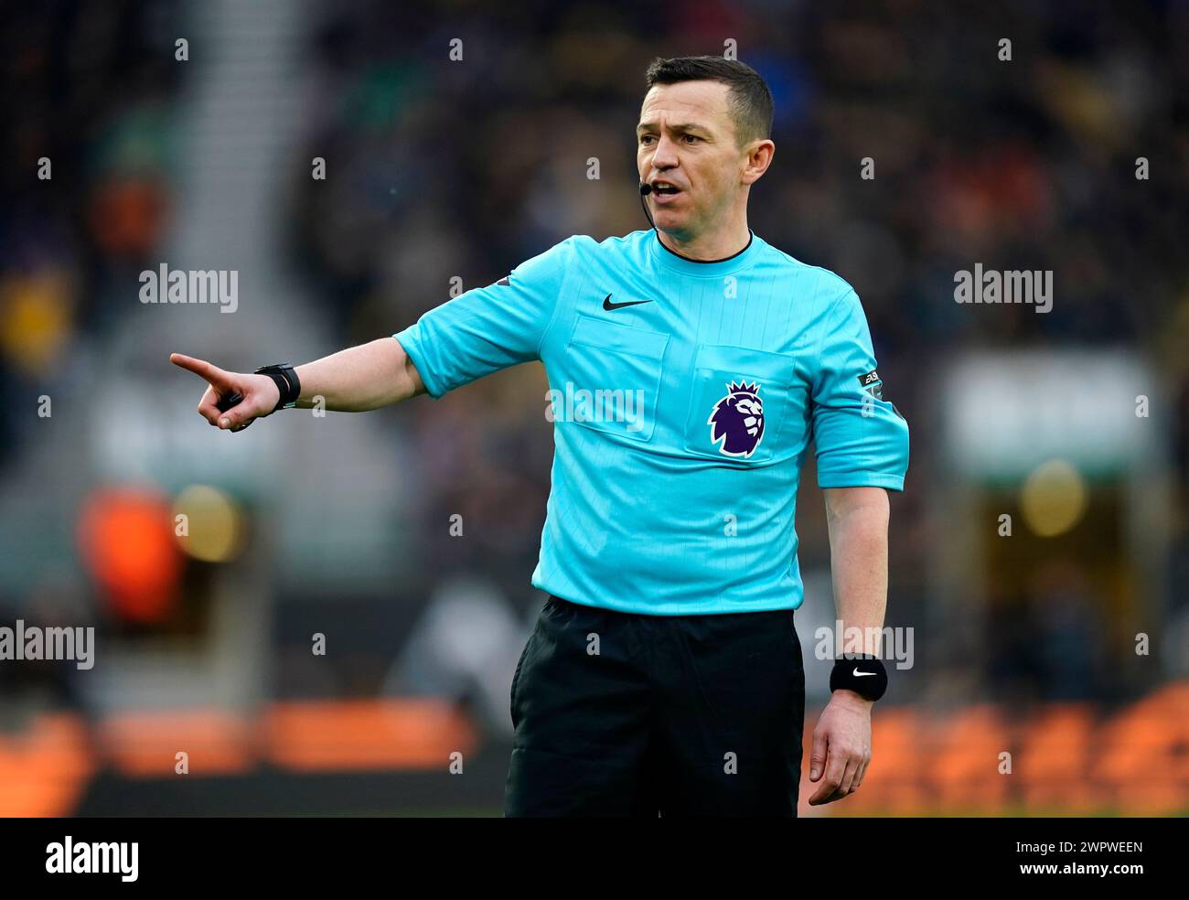 Referee Tony Harrington during the Premier League match at Molineux ...