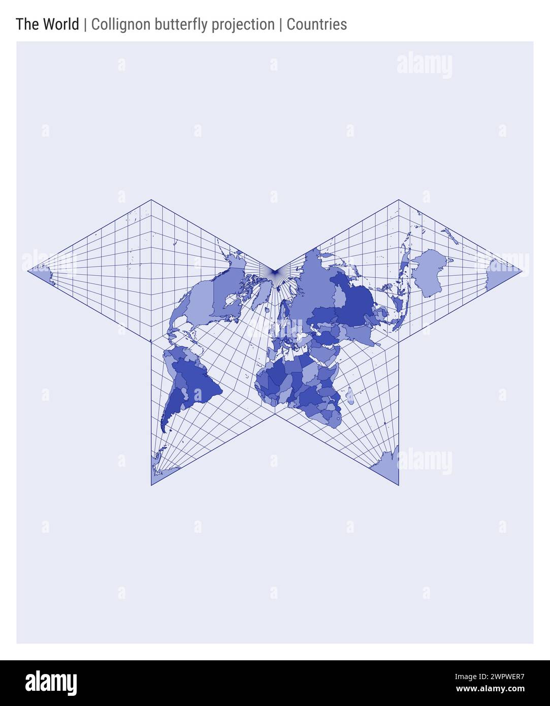 World Map. Collignon butterfly projection. Countries style. High Detail ...