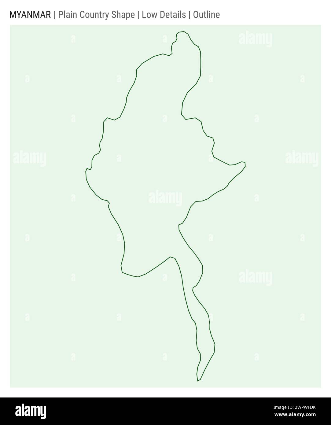 Myanmar plain country map. Low details. Outline style. Shape of Myanmar ...