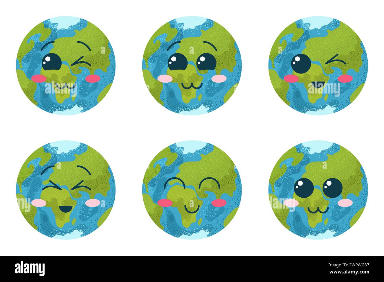 Happy Earth Day. Set of isolated emoji planet Stock Vector Image & Art ...