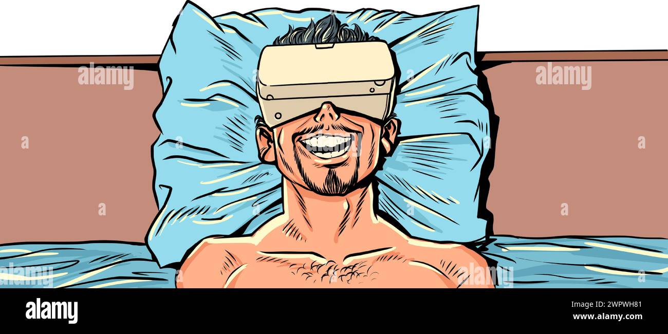 A man lies in bed with a VR device. Potential health hazards from new ...