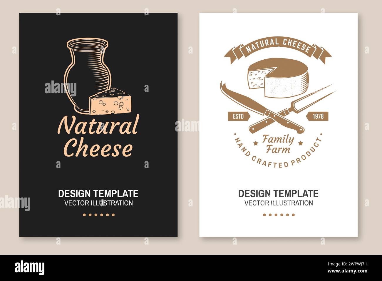 Cheese family farm poster design. Template for logo, branding design ...