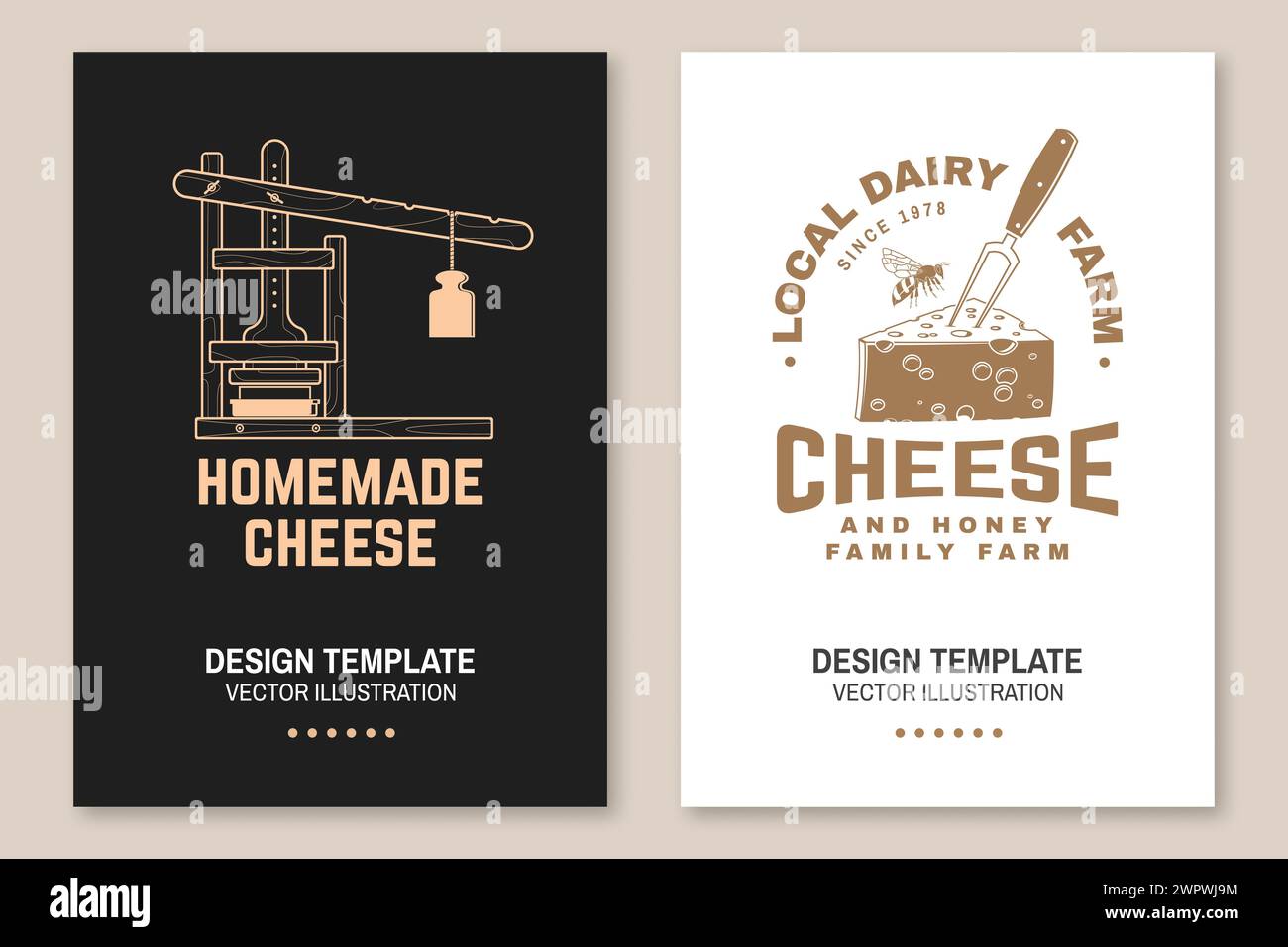 Local dairy farm poster design. Template for logo, branding design with ...