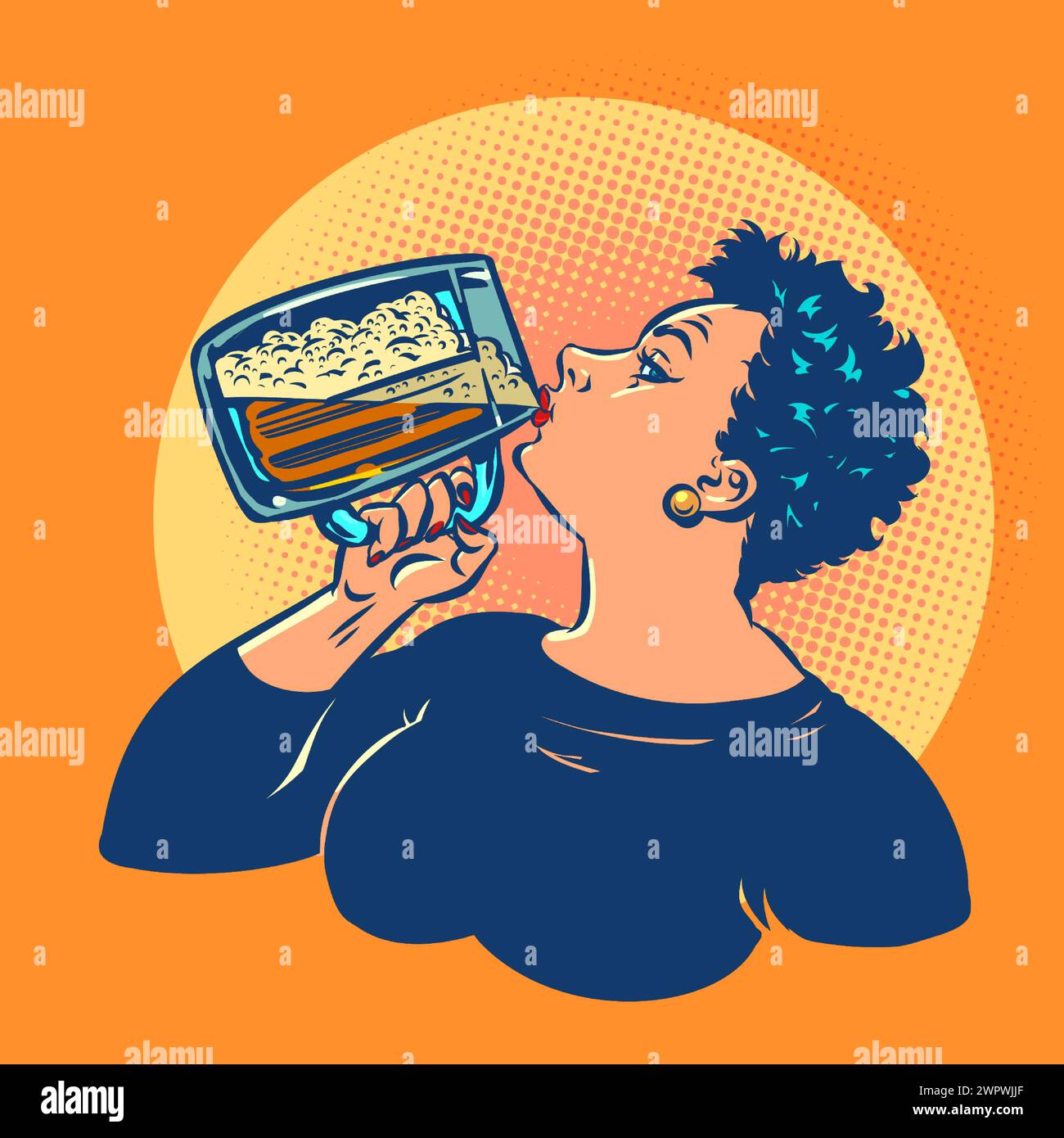 Promotions and offers for bar and tavern clients. A woman with a short ...