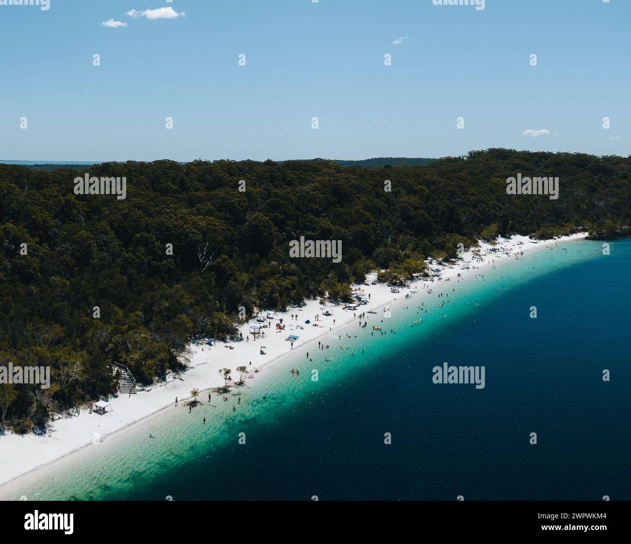 Aerial Drone shot Lake McKenzie, Fraser Island also called kgari ...