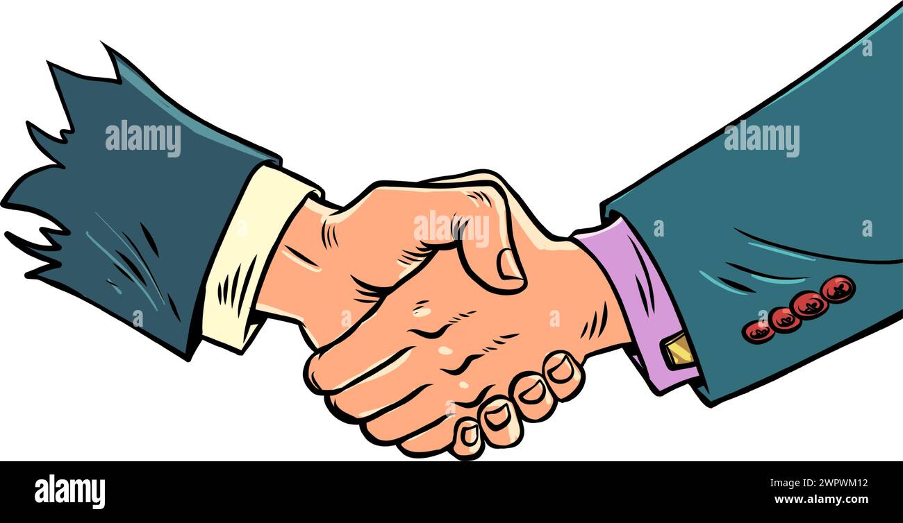 Handshake of male hands at a business meeting. Frustrated expectations ...