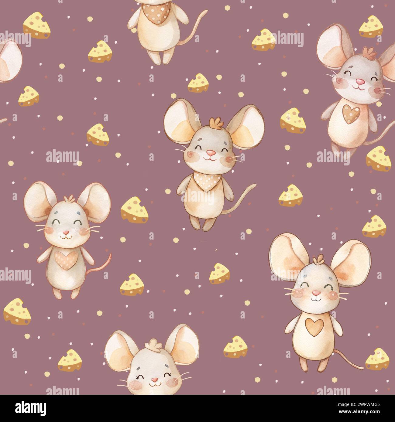 seamless pattern mice mouse and cheese pastel colors adorable cute ...
