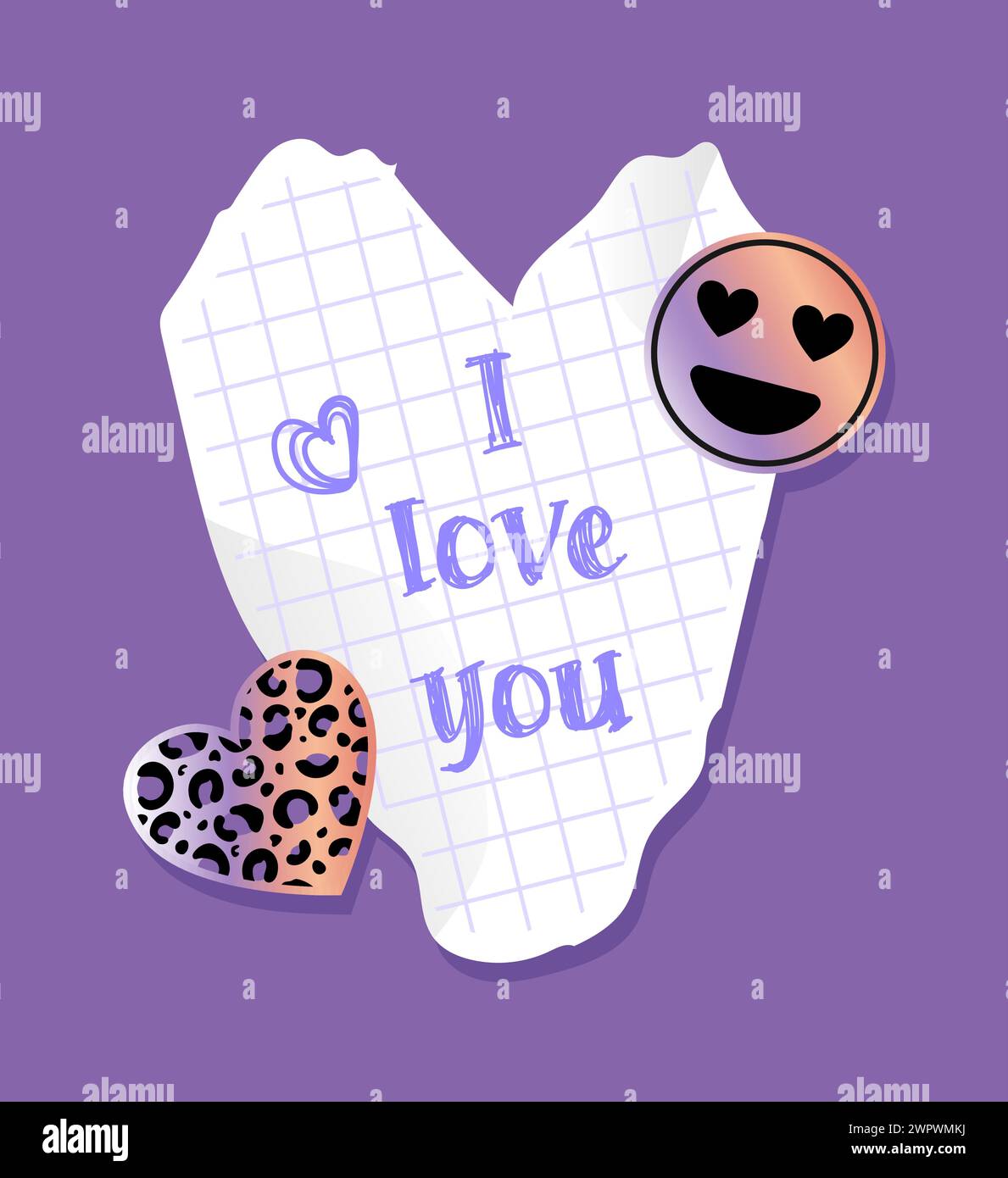 Collage, torn, checkered paper heart. Retro vector illustration ...