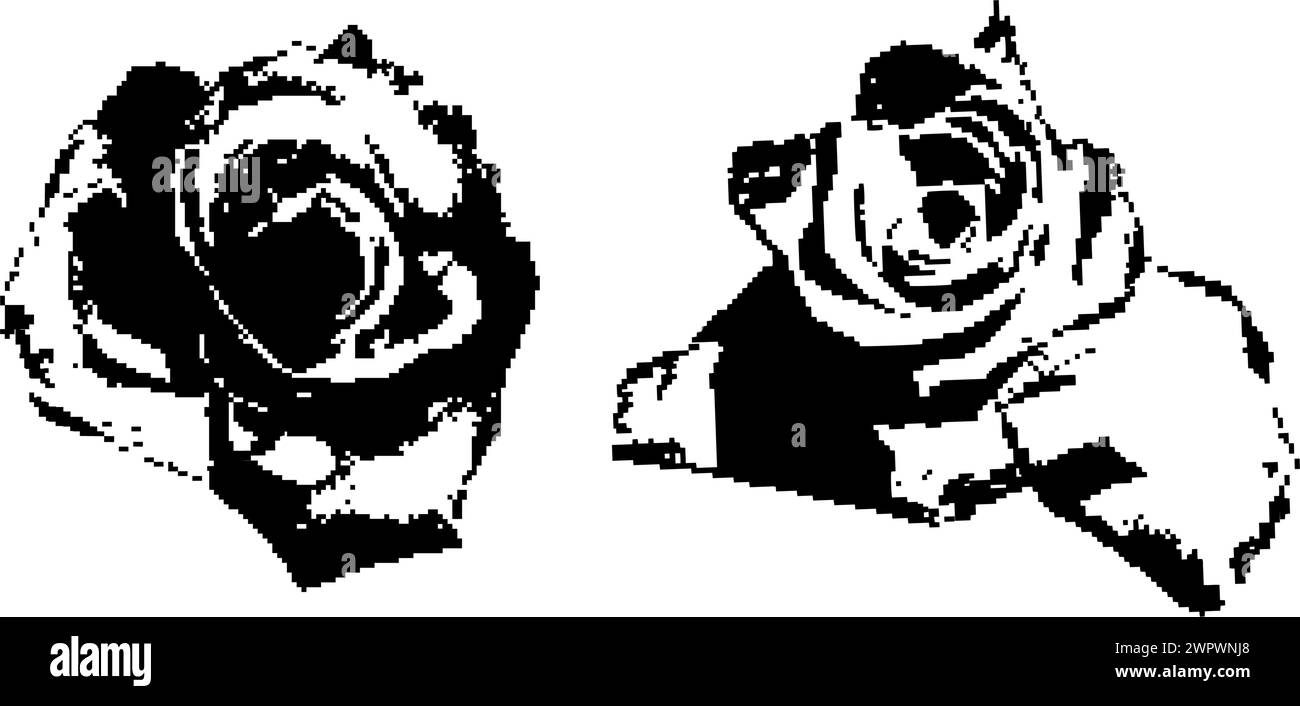 Pixel art y2k rose flowers set vector illustration Stock Vector Image ...