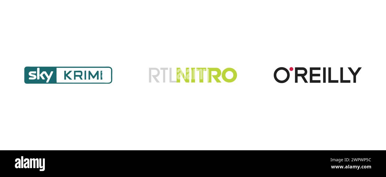 Oreilly, Sky Krimi, RTL Nitro. Vector brand logo collection Stock ...