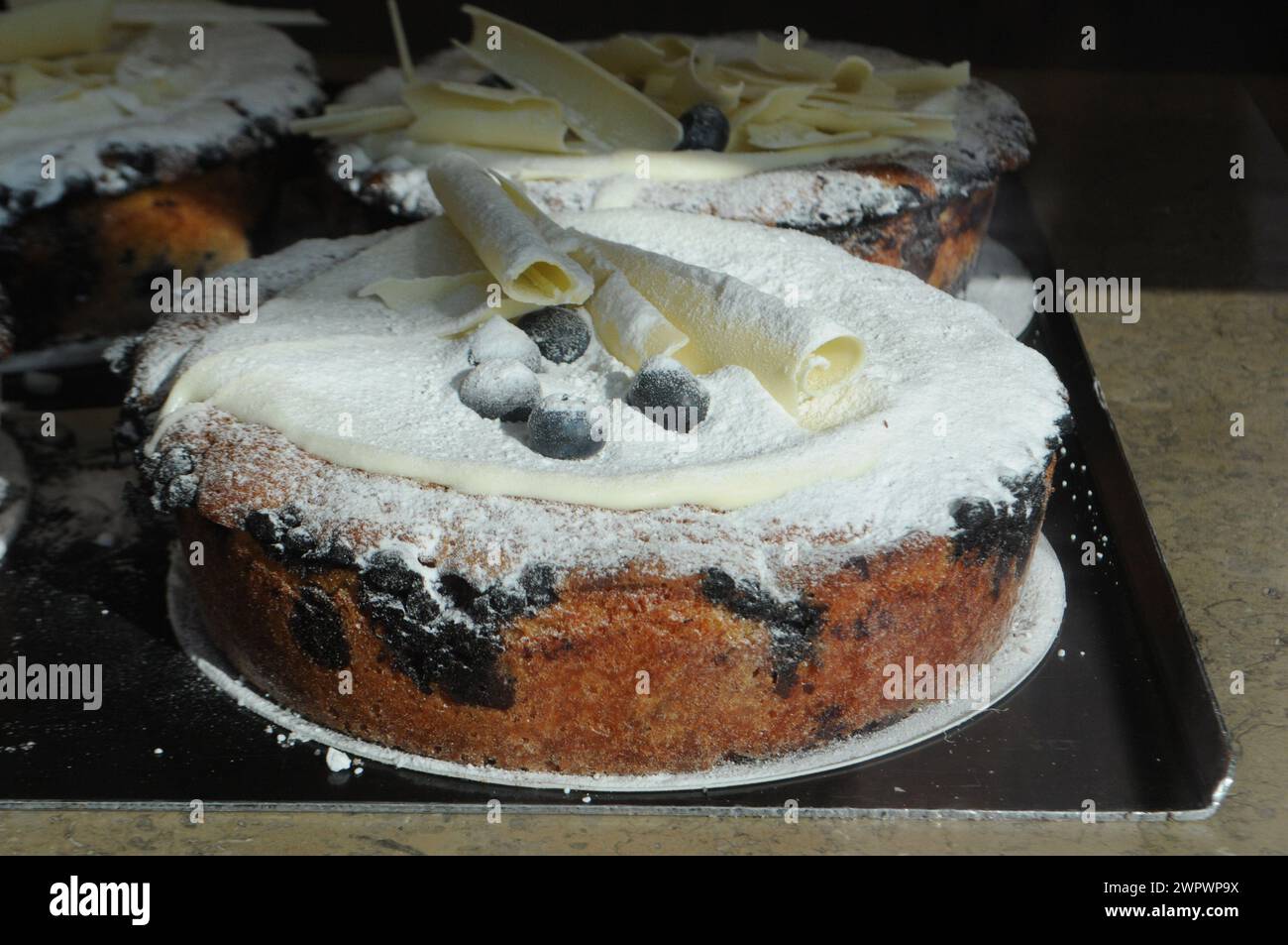 Copenhagen, Denmark /09 March 2024/. Cake places in bakjer window in ...