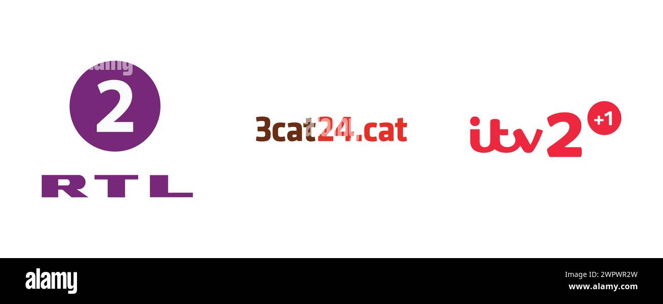 3Cat 24, RTL 2, ITV 2 plus 1. Vector brand logo collection Stock Vector ...