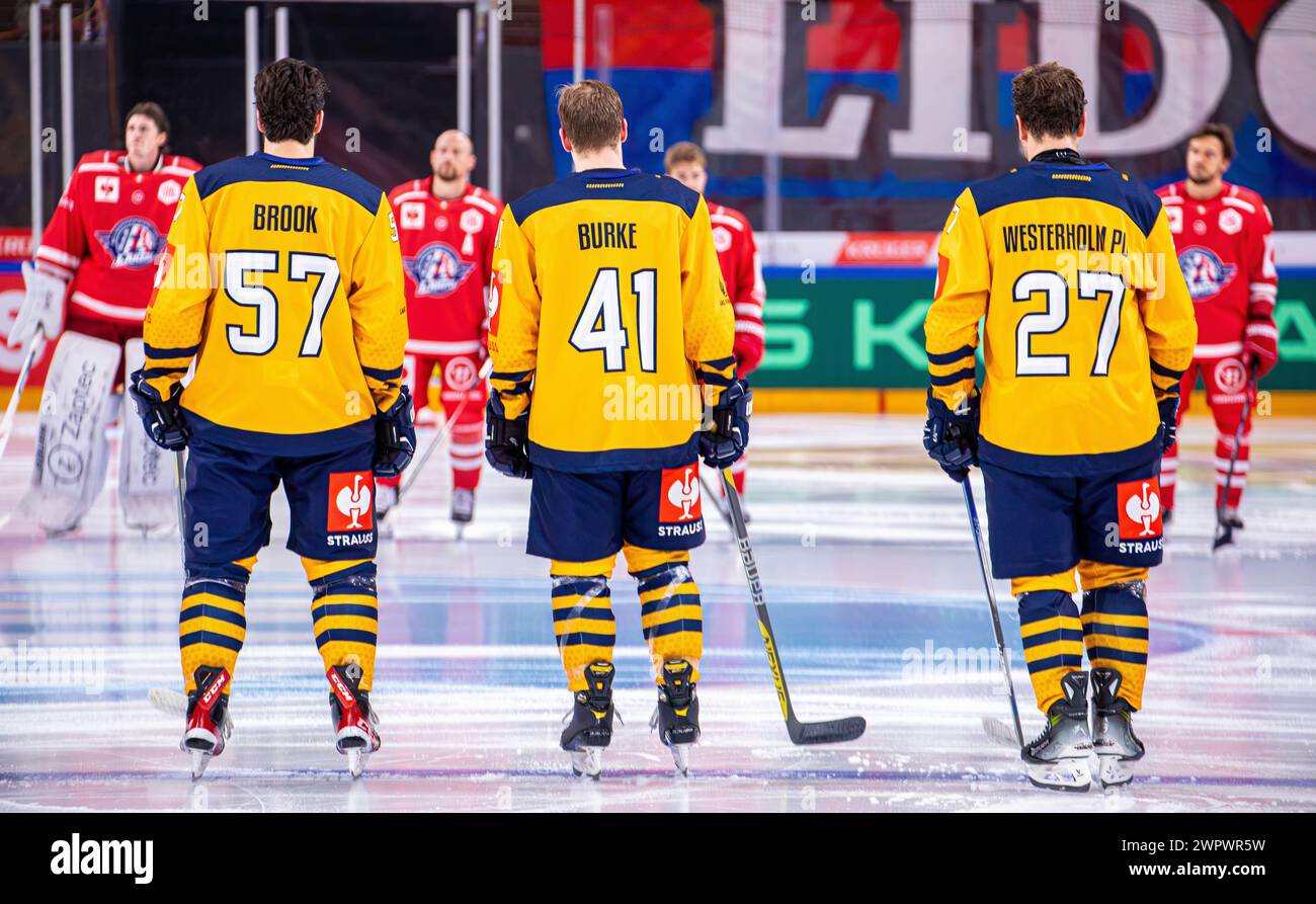 Die Lukko Rauma Spieler #57 Joshua Brook, #41 Brayden Burke und #27 ...