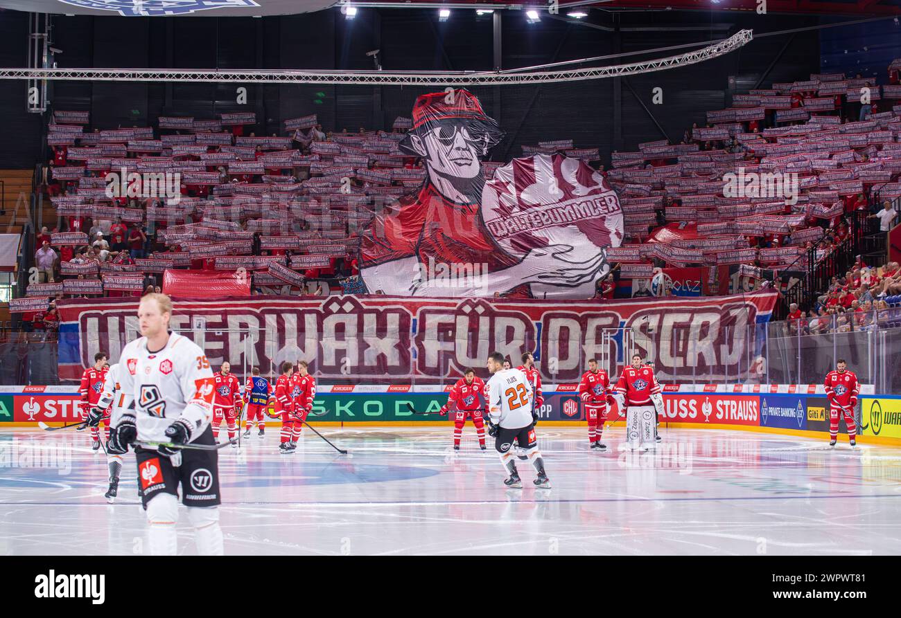Während die Spieler des HC Kosice und der Rapperswil-Jona Lakers ...