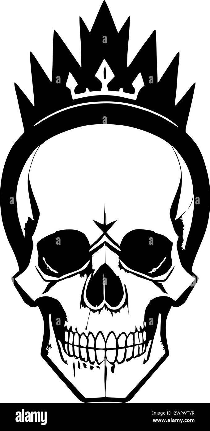simple black graphic drawing of a human skull, logo, tattoo Stock Photo ...