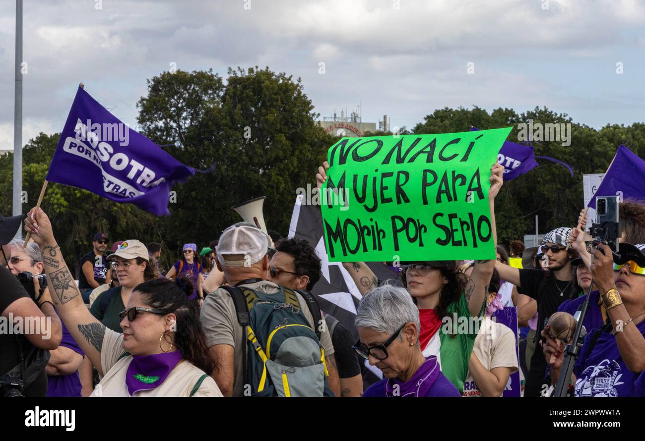 “I wasn't born a woman to die because of it,” reads a sign during a ...