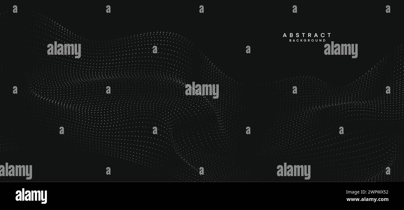 Abstract black white Gradient Flowing Dot Waving Particle geometric ...