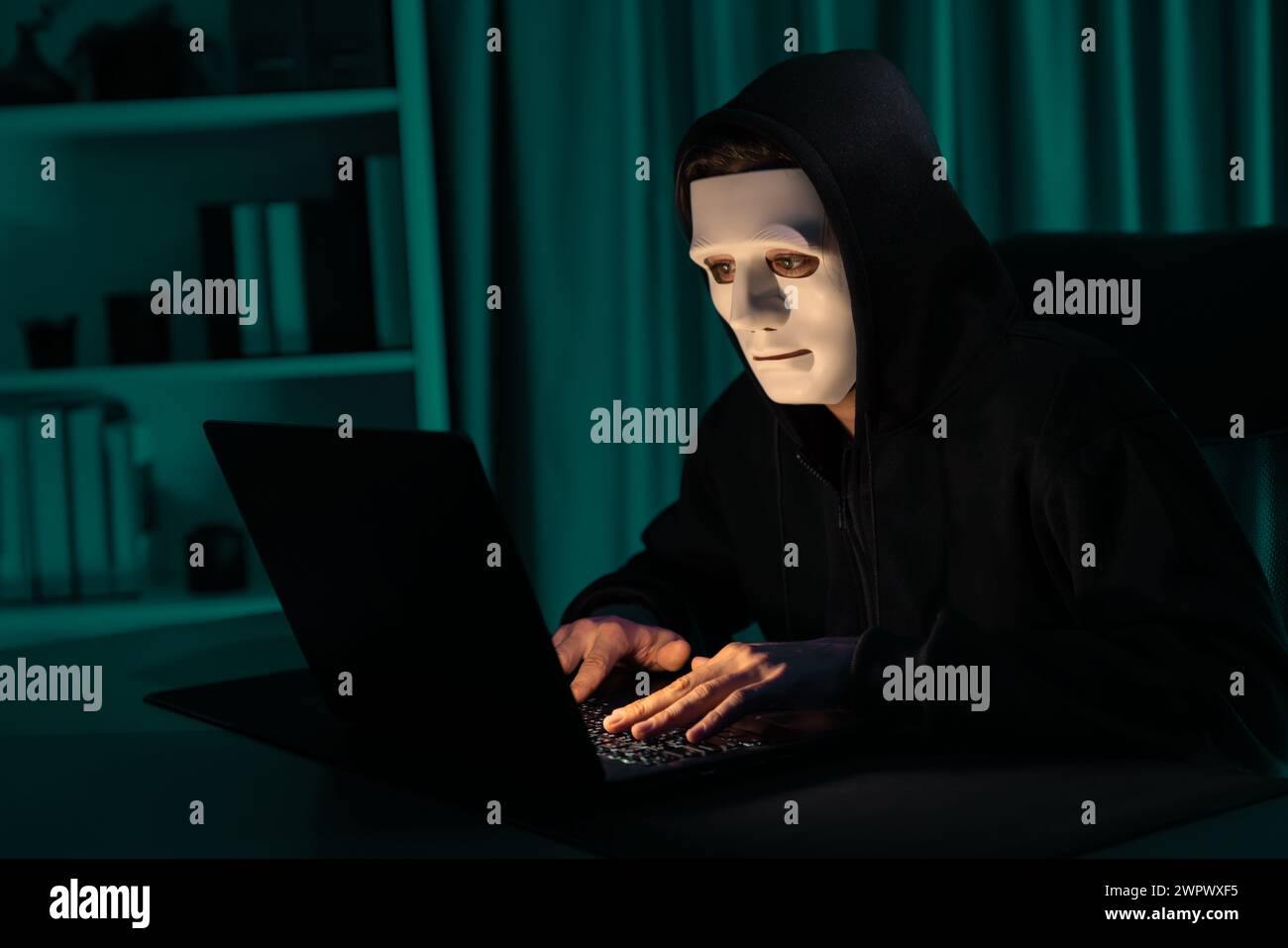 White Criminal Anonymous Mask Installing Coding Password Encryption By Programming Hack Trying