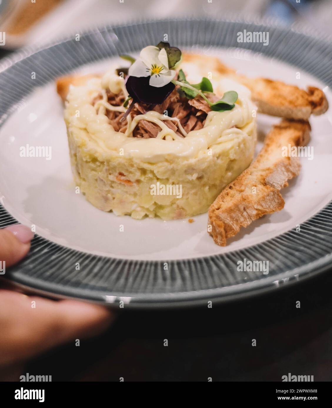 Gourmet Russian salad with top quality tuna Stock Photo - Alamy