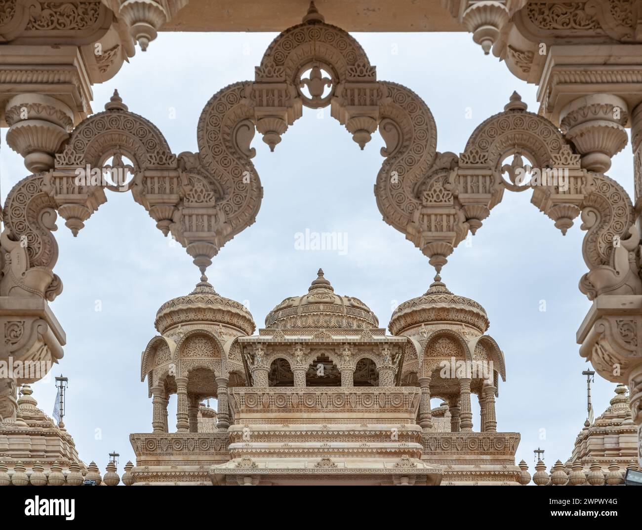 London, UK - Feb 27, 2024 - Entrance archway of The Shree Sanatan Hindu ...