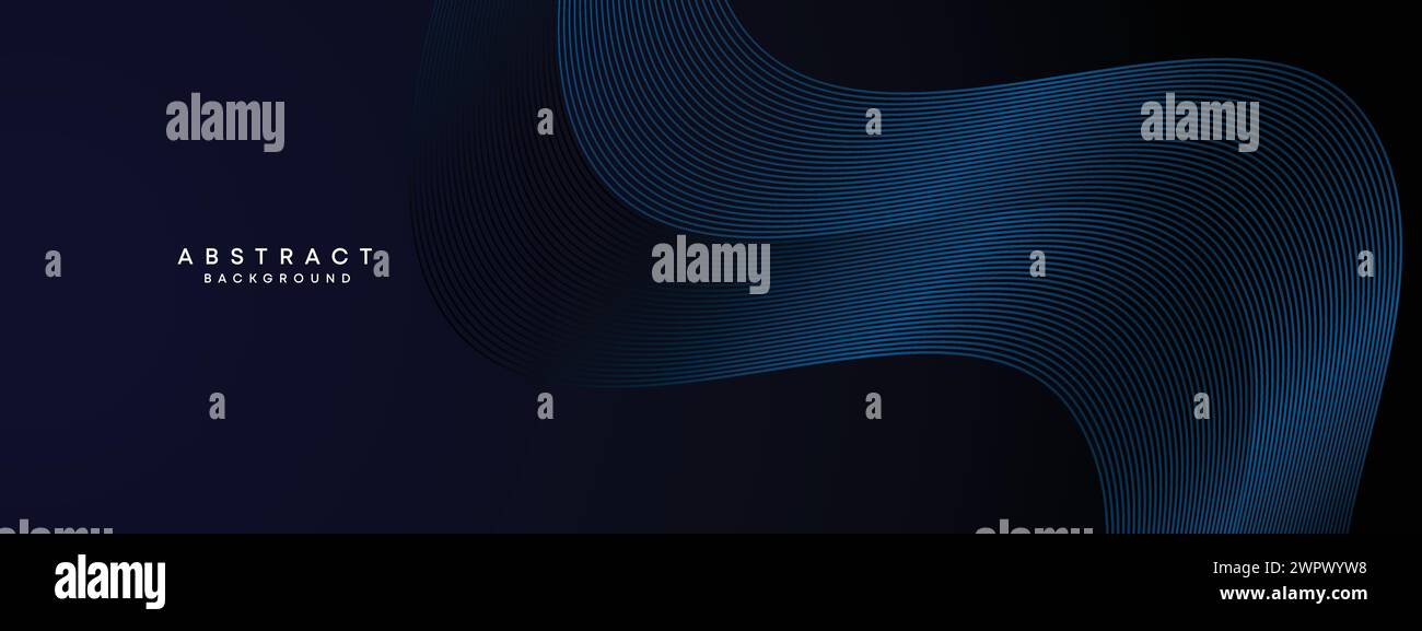 Dark Navy Blue Abstract Waving Circles Lines Technology Background ...
