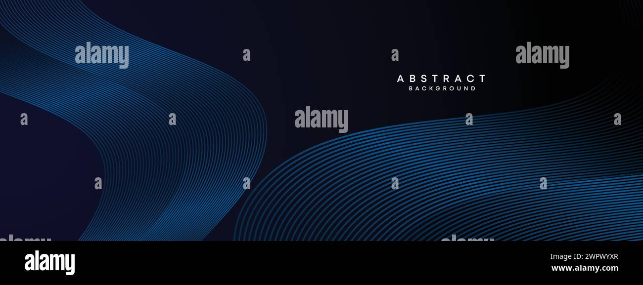 Dark Navy Blue Abstract Waving Circles Lines Technology Background ...