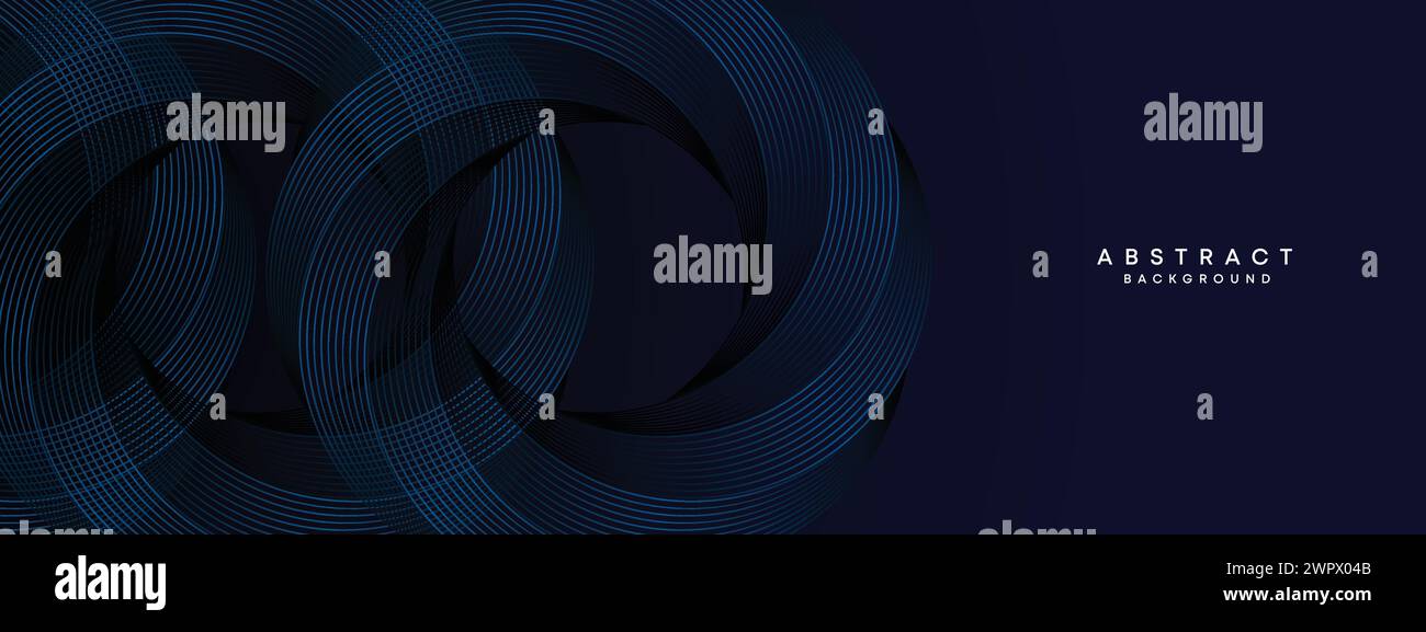 Dark Navy Blue Abstract Waving Circles Lines Technology Background ...