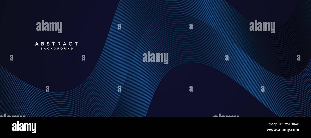 Dark Navy Blue Abstract Waving Circles Lines Technology Background ...